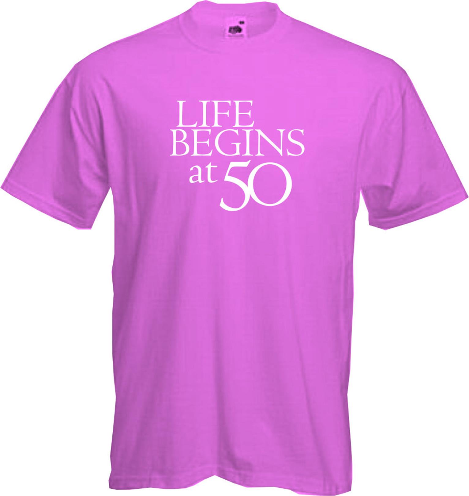 LIFE BEGINS AT 50 - T Shirt, 50th BIRTHDAY, Fun, Present, Gift, Quality ...